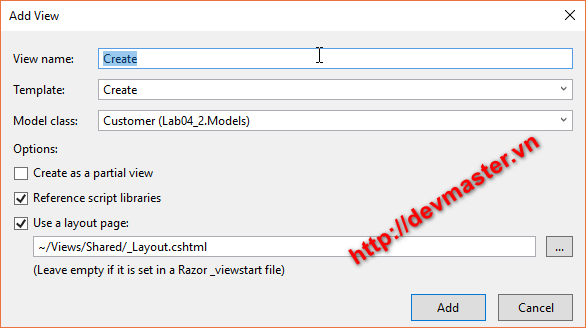 Lab 04 - Model in ASP.NET MVC 5 - Bài 4.2 | DEVMASTER